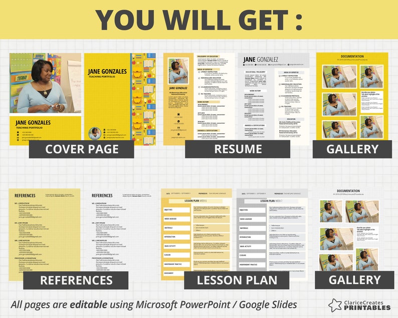 Teaching Portfolio Template - Editable, Powerpoint Powerpoint Resume ...