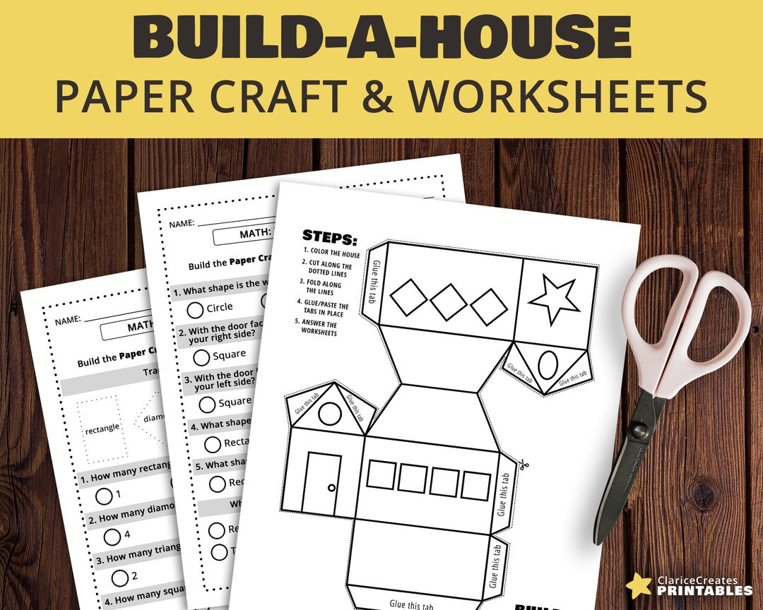 Build-a-house Paper Craft and Worksheets With Answer Keys - Etsy UK