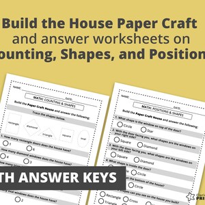 Build-a-house Paper Craft and Worksheets With Answer Keys - Etsy UK