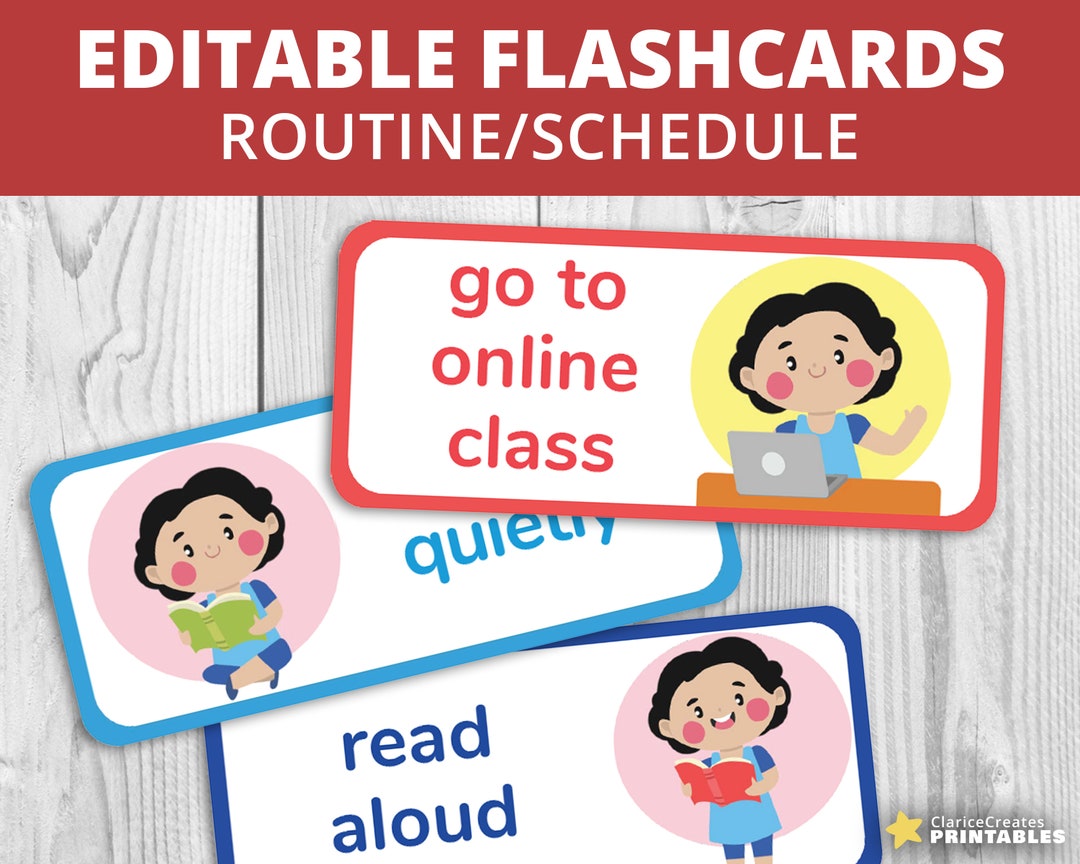 Editable Routine Flashcards Set B Schedule Everyday Chores - Etsy