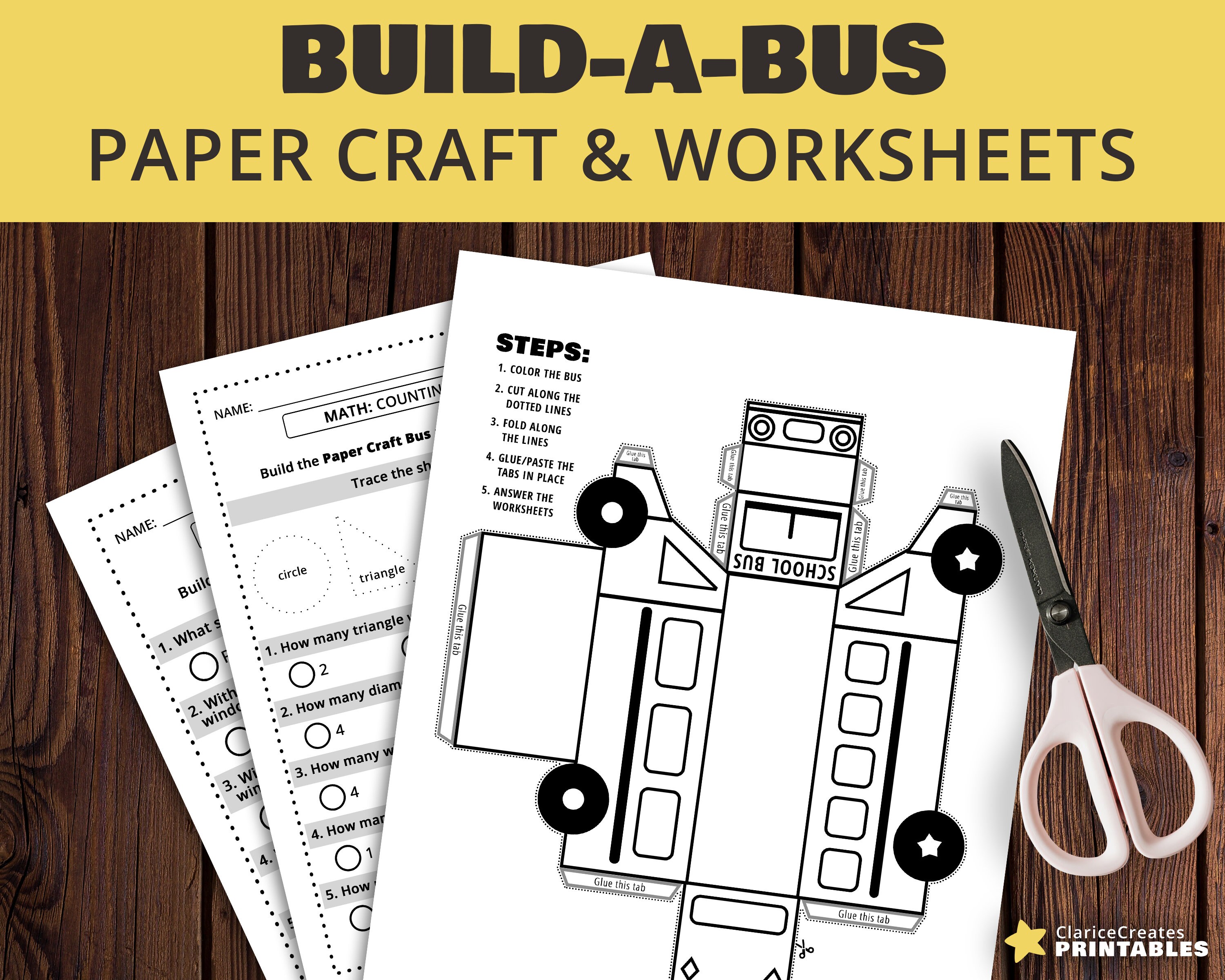 Build-a-bus Paper Craft and Worksheets With Answer Keys - Etsy UK