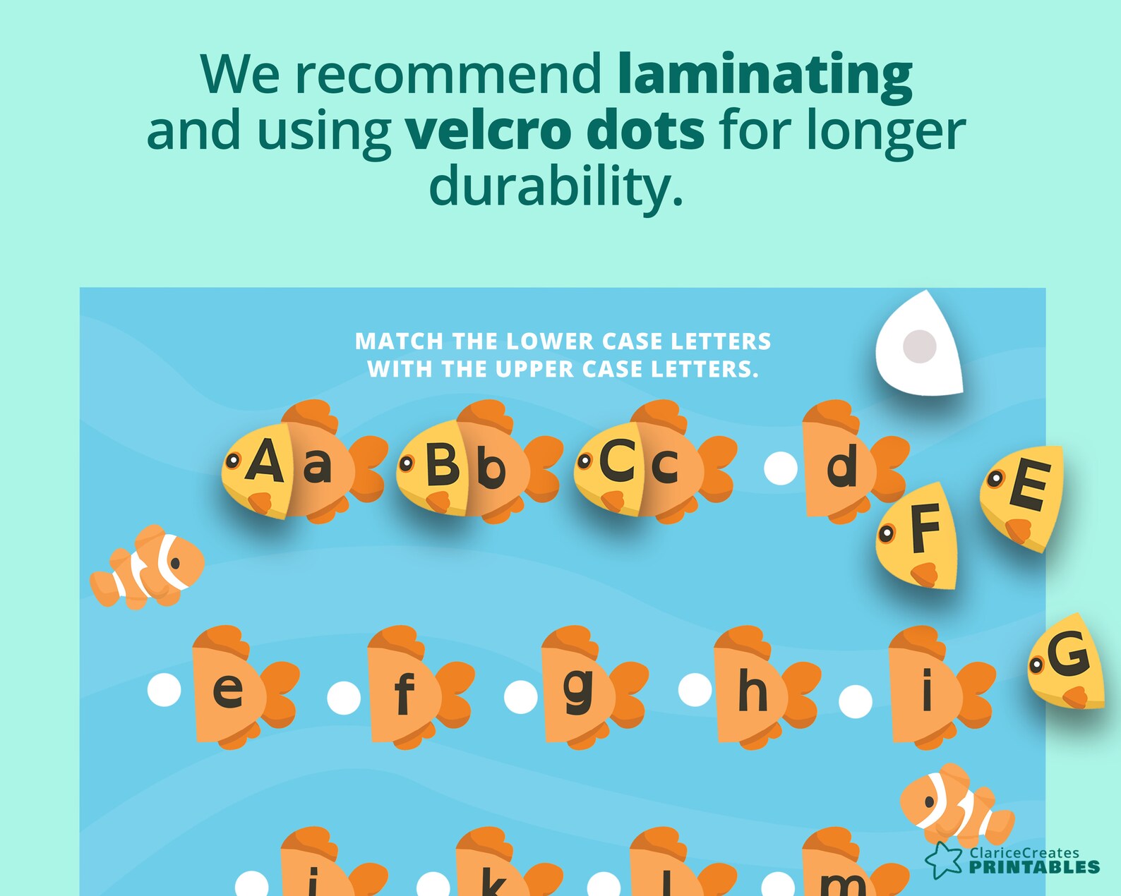 Alphabet Letter Case Matching- Fish Theme - Toddler Busy Book ...