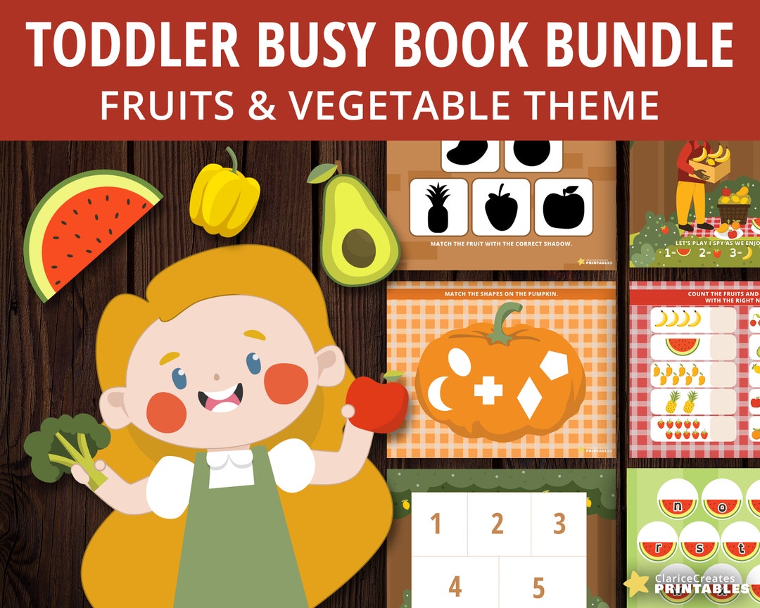 Toddler Busy Book Bundle - Fruits and Vegetables Theme - Kindergarten ...
