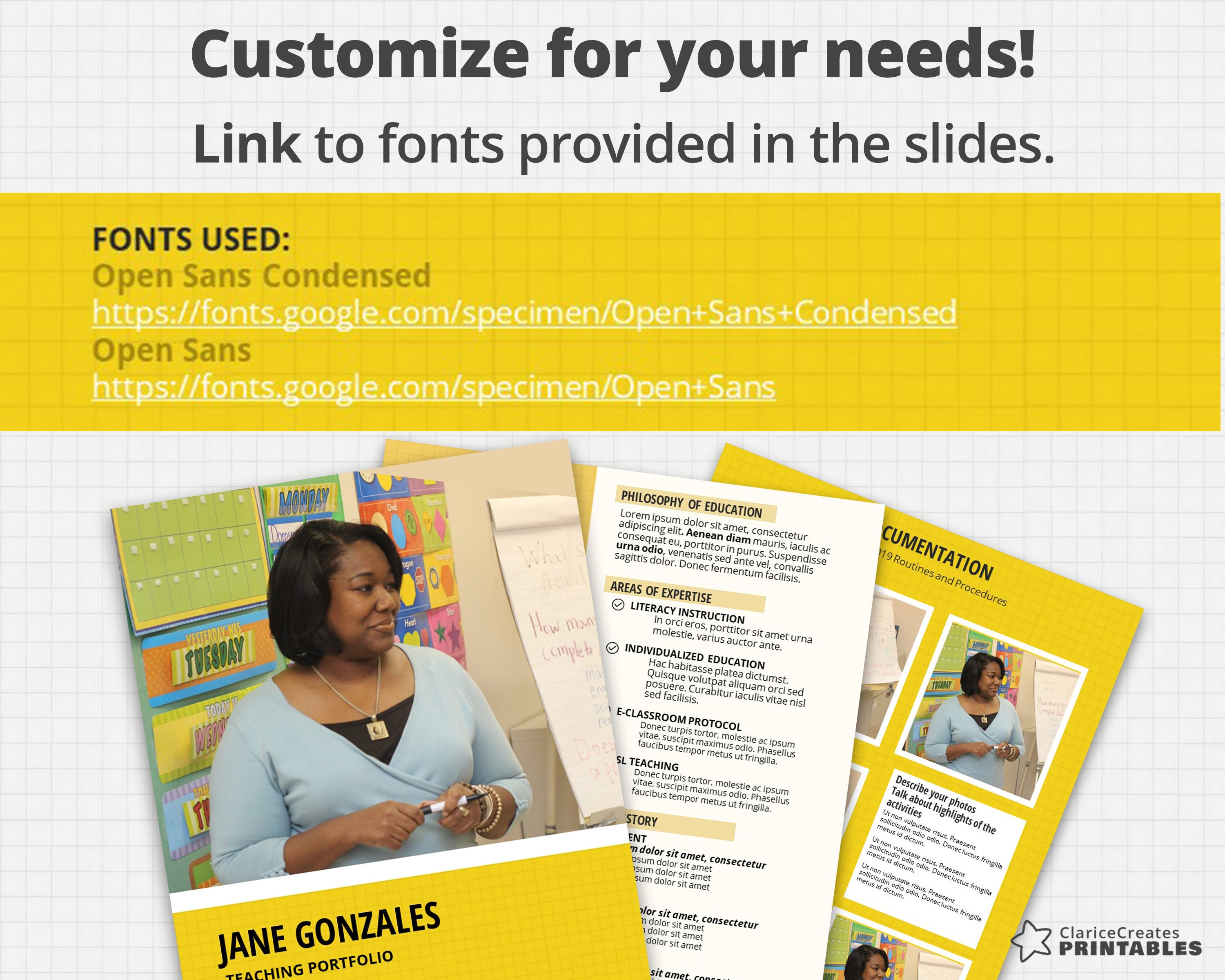 Teaching Portfolio Template - Editable, Powerpoint Powerpoint Resume ...