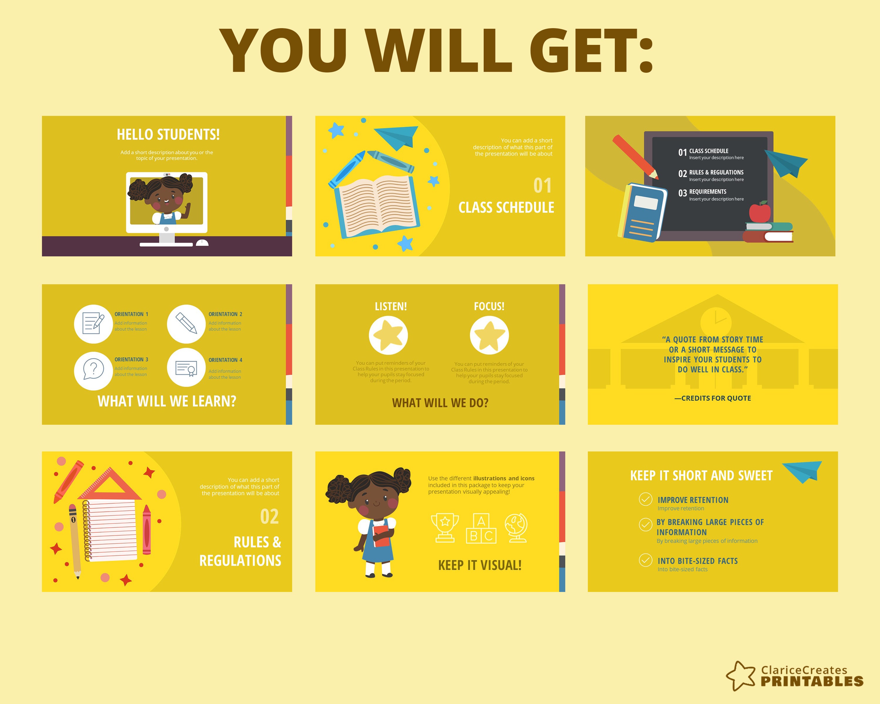 Back to School Presentation Template - Editable Slides Powerpoint ...