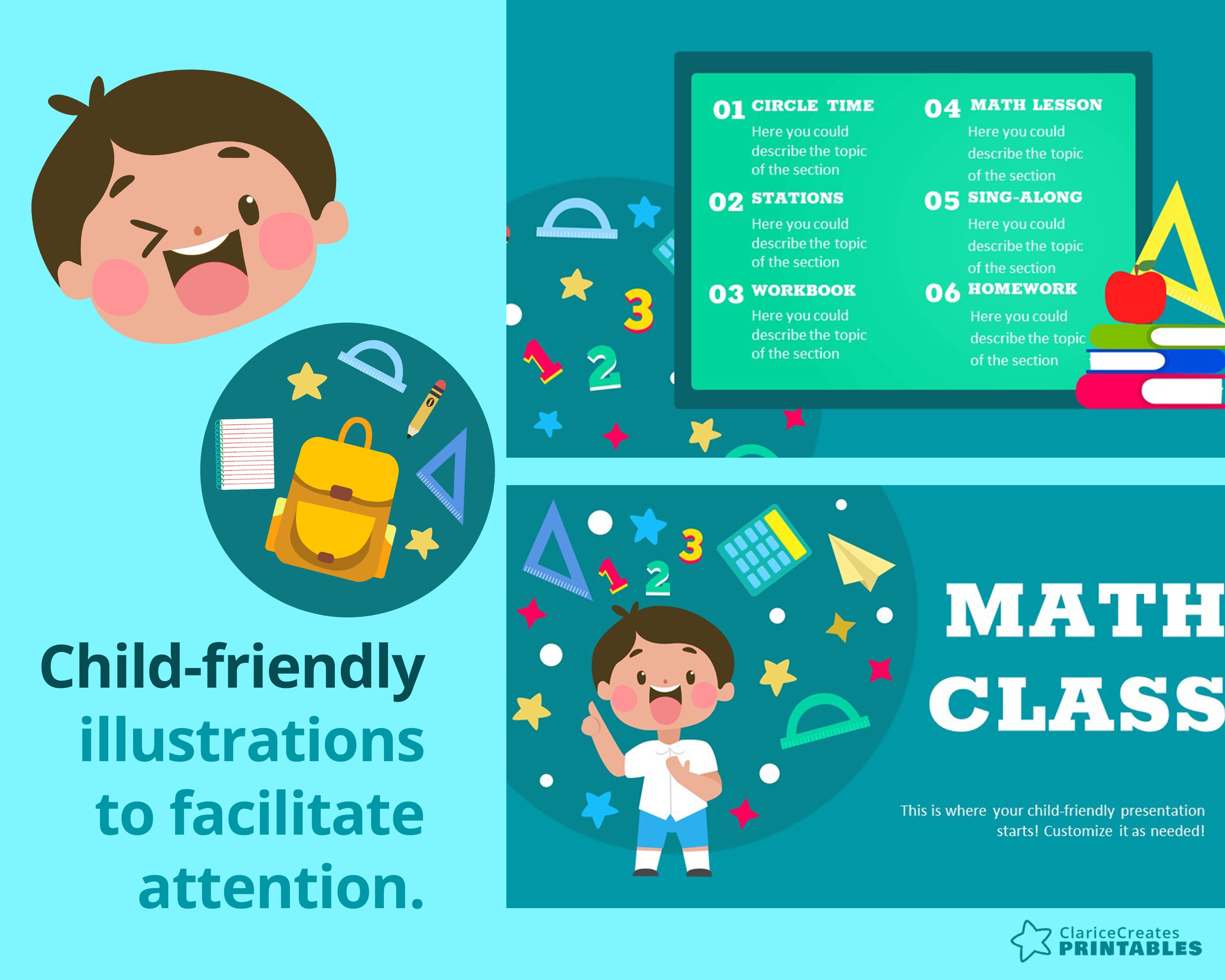 Math Class Presentation Template - Editable Slides Powerpoint ...