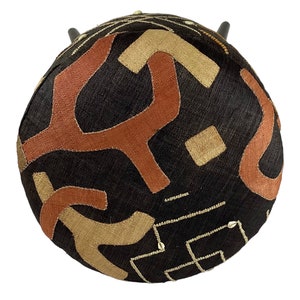 African Kuba Textile Small Round Ottoman - Etsy