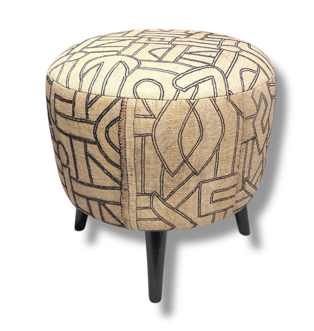 African Kuba Small Round Ottoman - Etsy