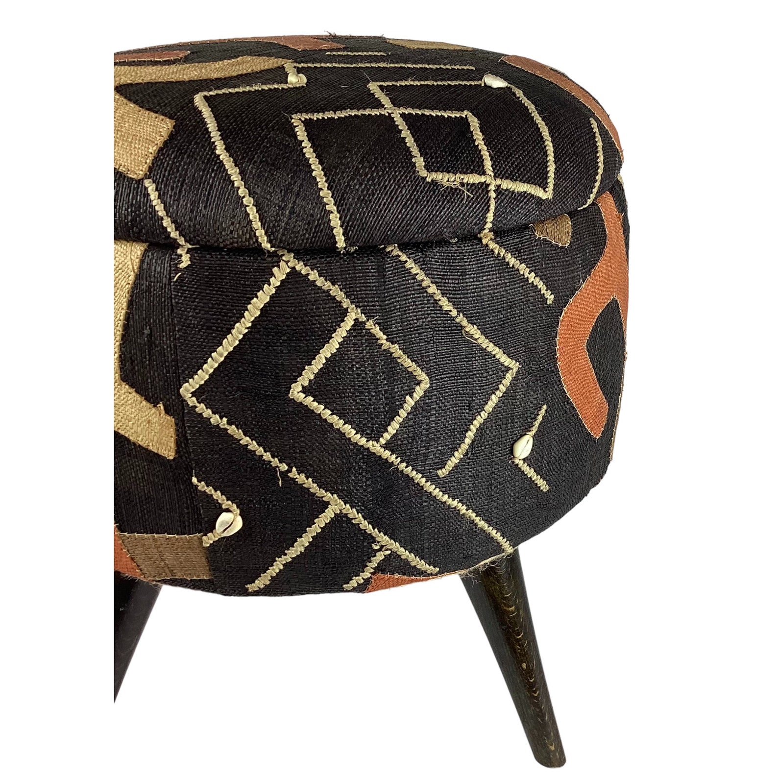 African Kuba Textile Small Round Ottoman - Etsy