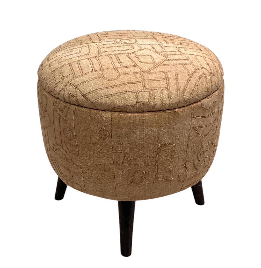 Kuba Raifa Textile Small Round Ottoman - Etsy