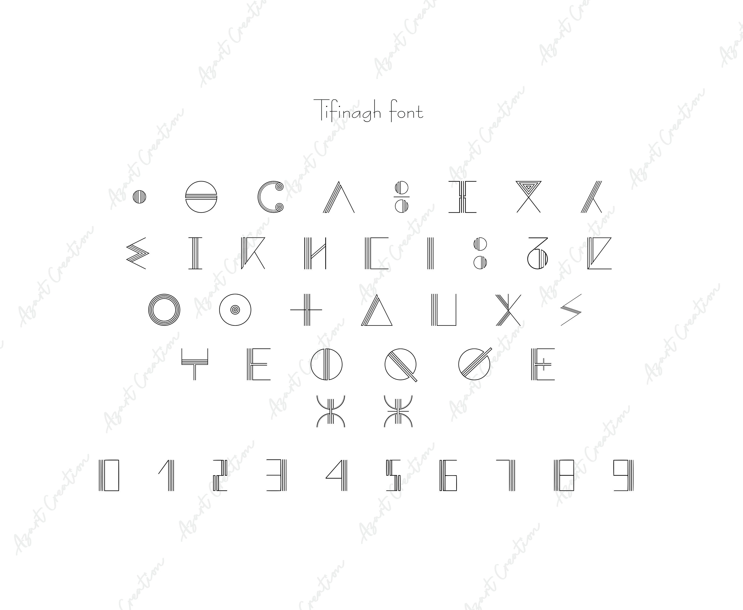 Tifinagh Font, Digital Font, Amazigh Font, Tamazight Font, Font ...