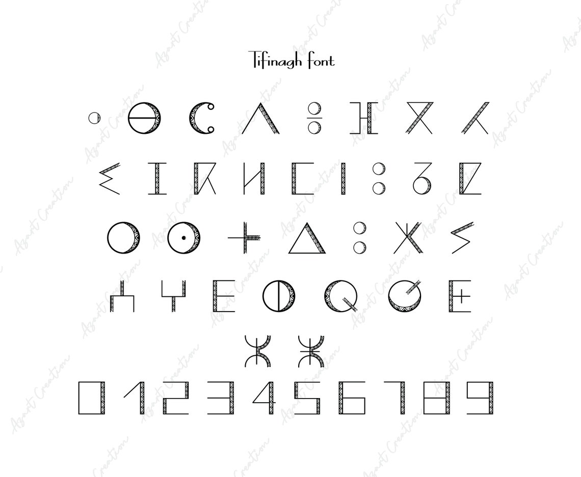 Tifinagh Font, Digital Font, Amazigh Font, Tamazight Font, Font ...