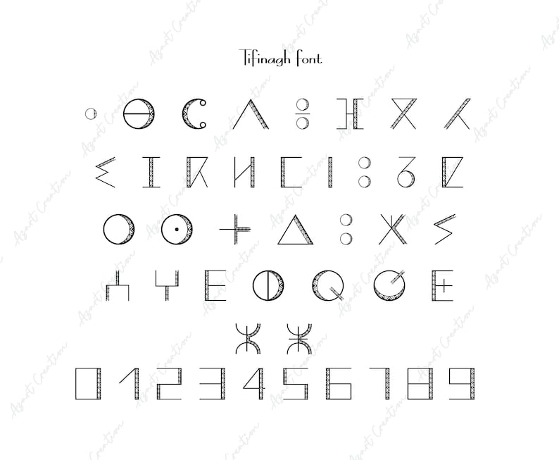 Tifinagh Font, Digital Font, Amazigh Font, Tamazight Font, Font ...