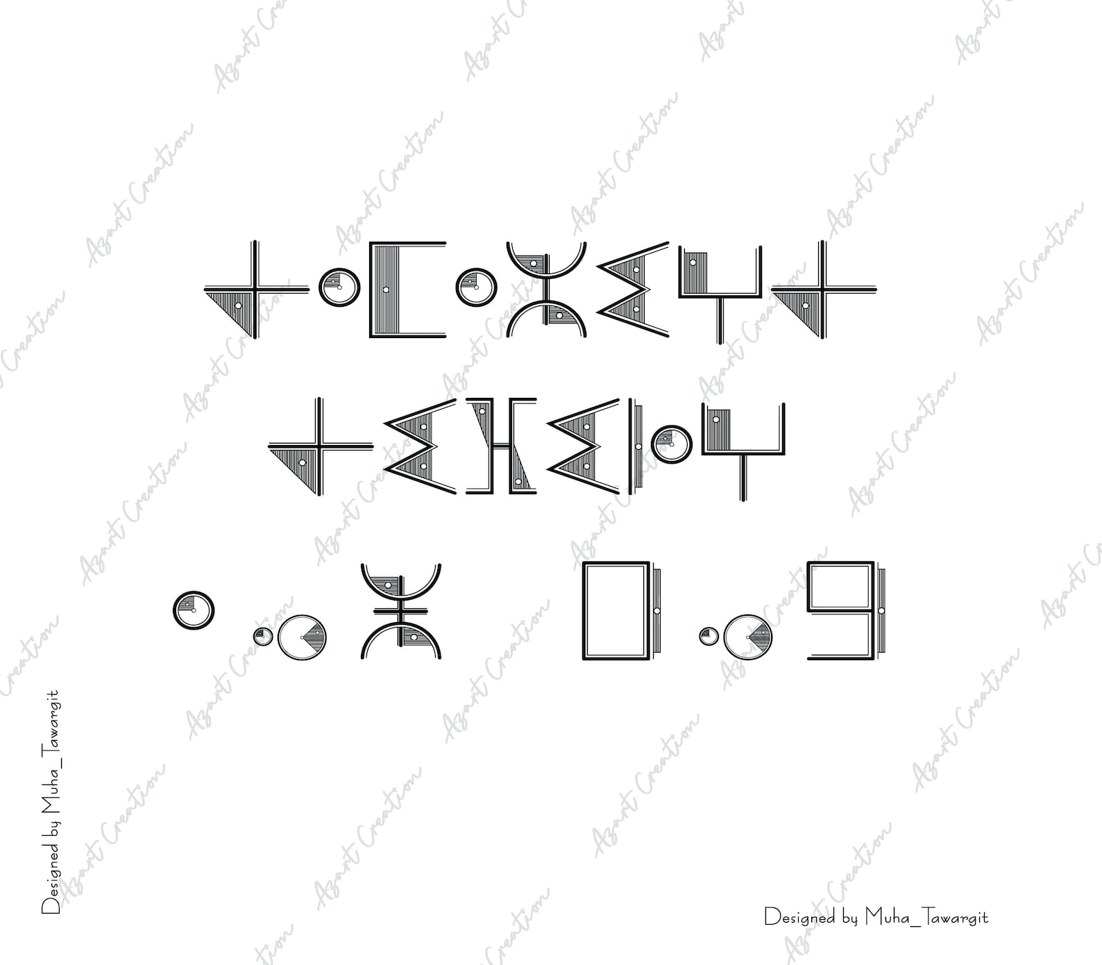 Tifinagh Font, Digital Font, Amazigh Font, Tamazight Font, Font ...