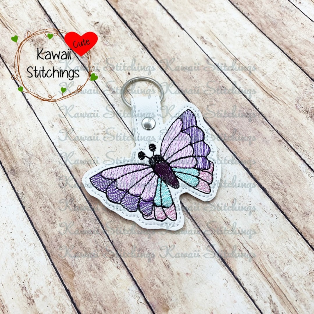 Kawaii Colorful Butterfly Key Fob, Key Chain, in the Hoop Design ...