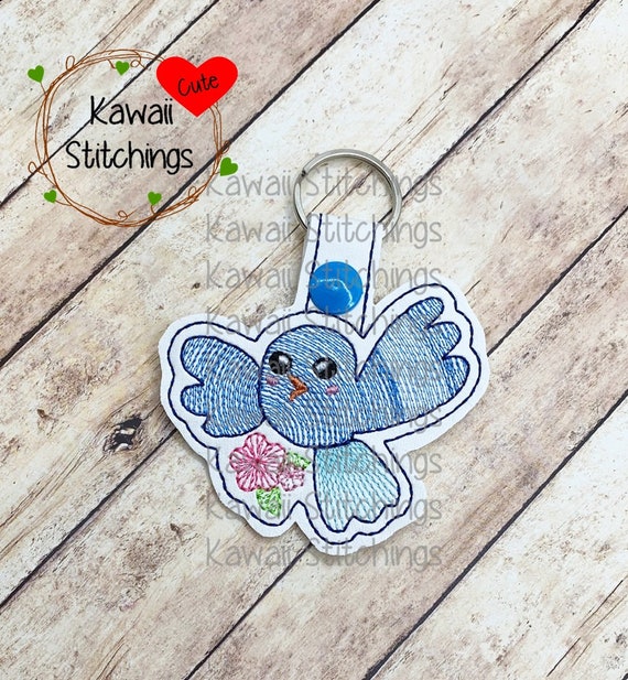 Kawaii Spring Bird Key Fob Key Chain in the Hoop Design | Etsy
