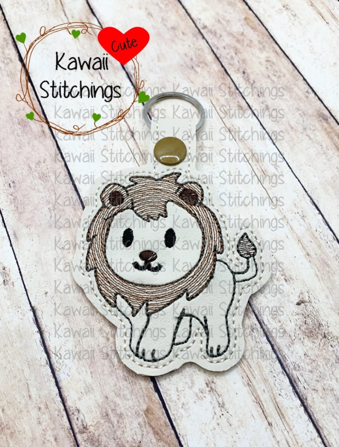 Kawaii Lion Key Fob, Key Chain, in the Hoop Design, Digital Instant ...