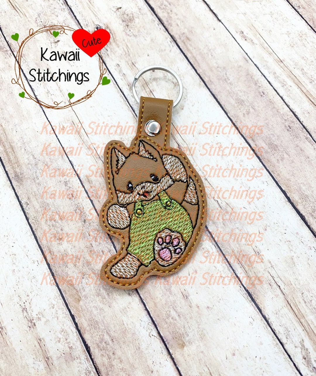 Kawaii Happy Foxy, Key Fob, Key Chain, in the Hoop Design, Digital ...