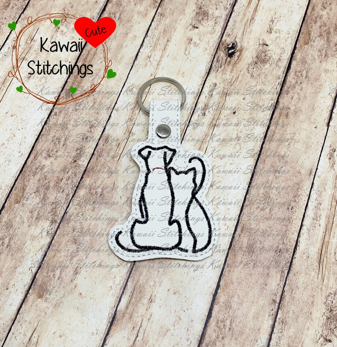 Kawaii Dog and Cat Key Fob, Key Chain, in the Hoop Design, Digital ...