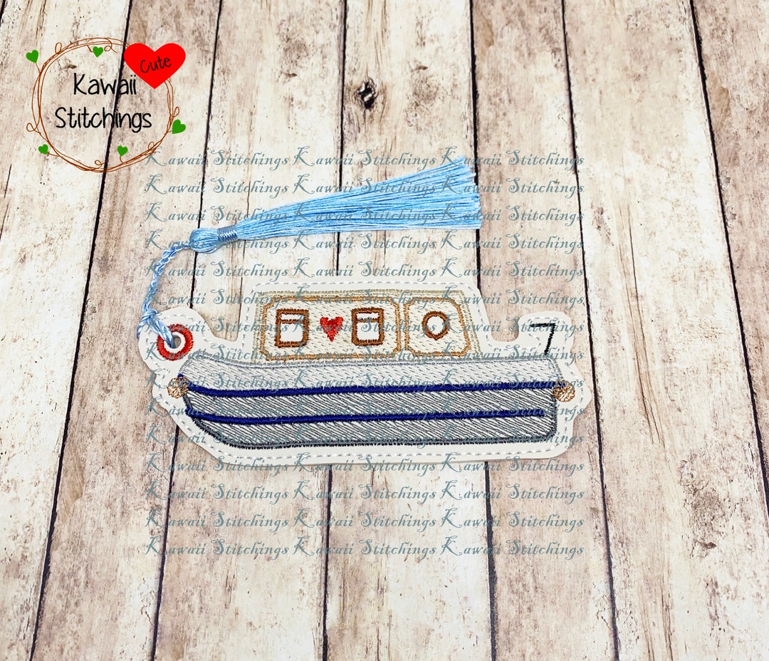 Kawaii Boat Bookmark, 4x4 and 5x7 Hoops, in the Hoop Design, Digital ...