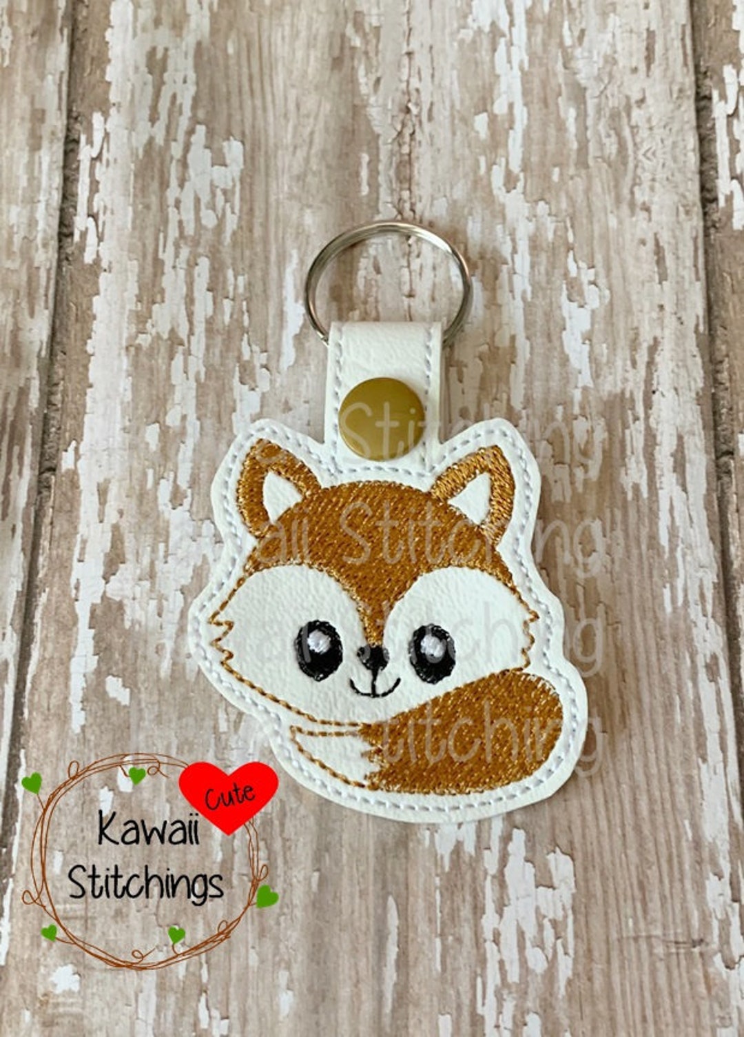 Kawaii Fox, Key Fob, Key Chain, in the Hoop Design, Digital Instant ...