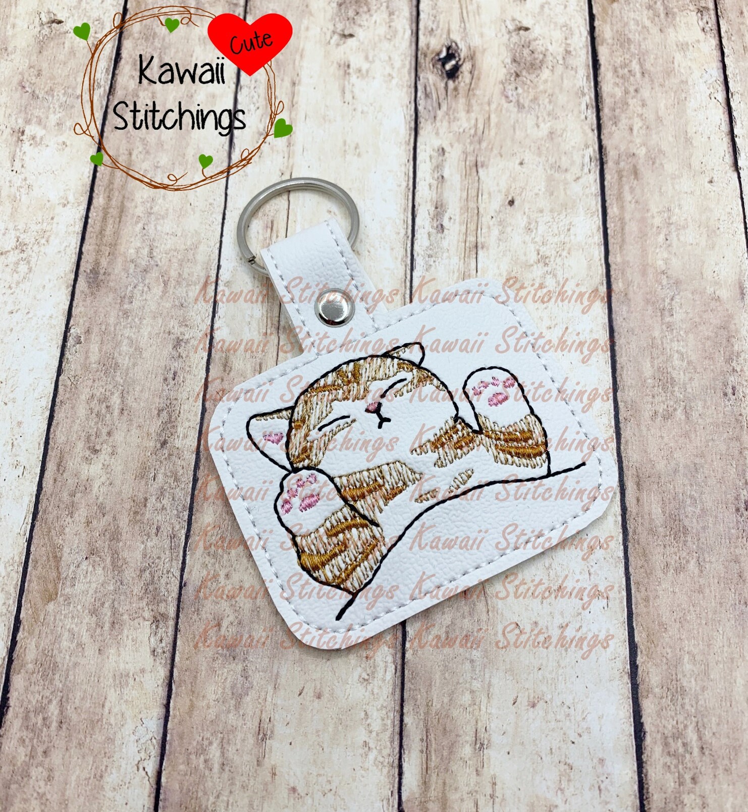 Kawaii Goodnight Cat, Key Fob, Key Chain, in the Hoop Design, Digital ...