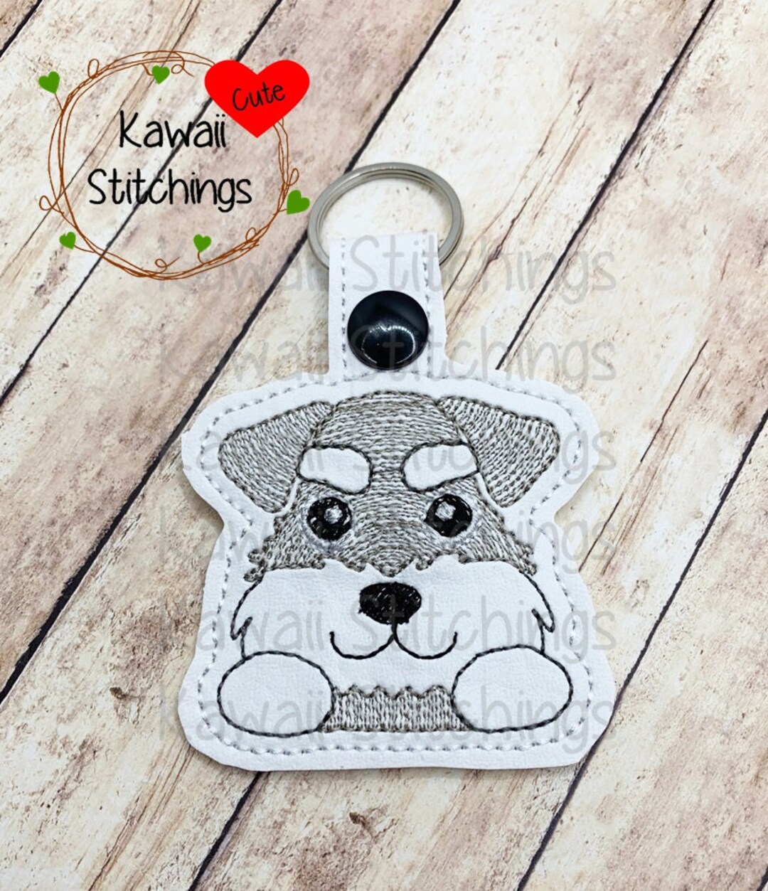 Kawaii Schnauzer, Key Fob, Key Chain, in the Hoop Design, Digital ...