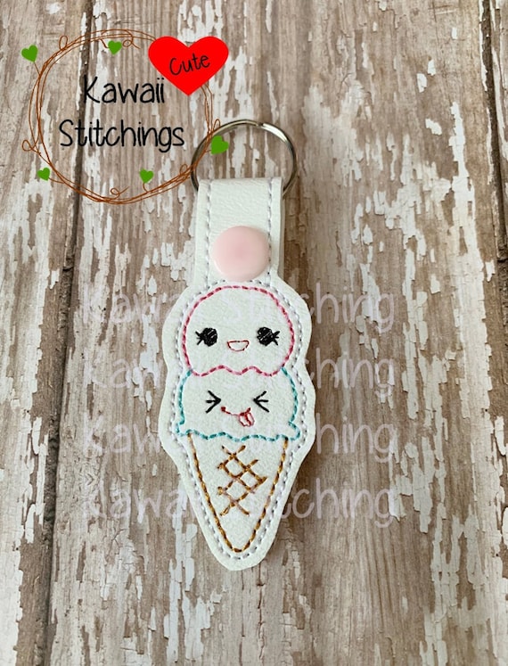 Kawaii Ice Cream Key Fob Key Chain in the Hoop Design | Etsy