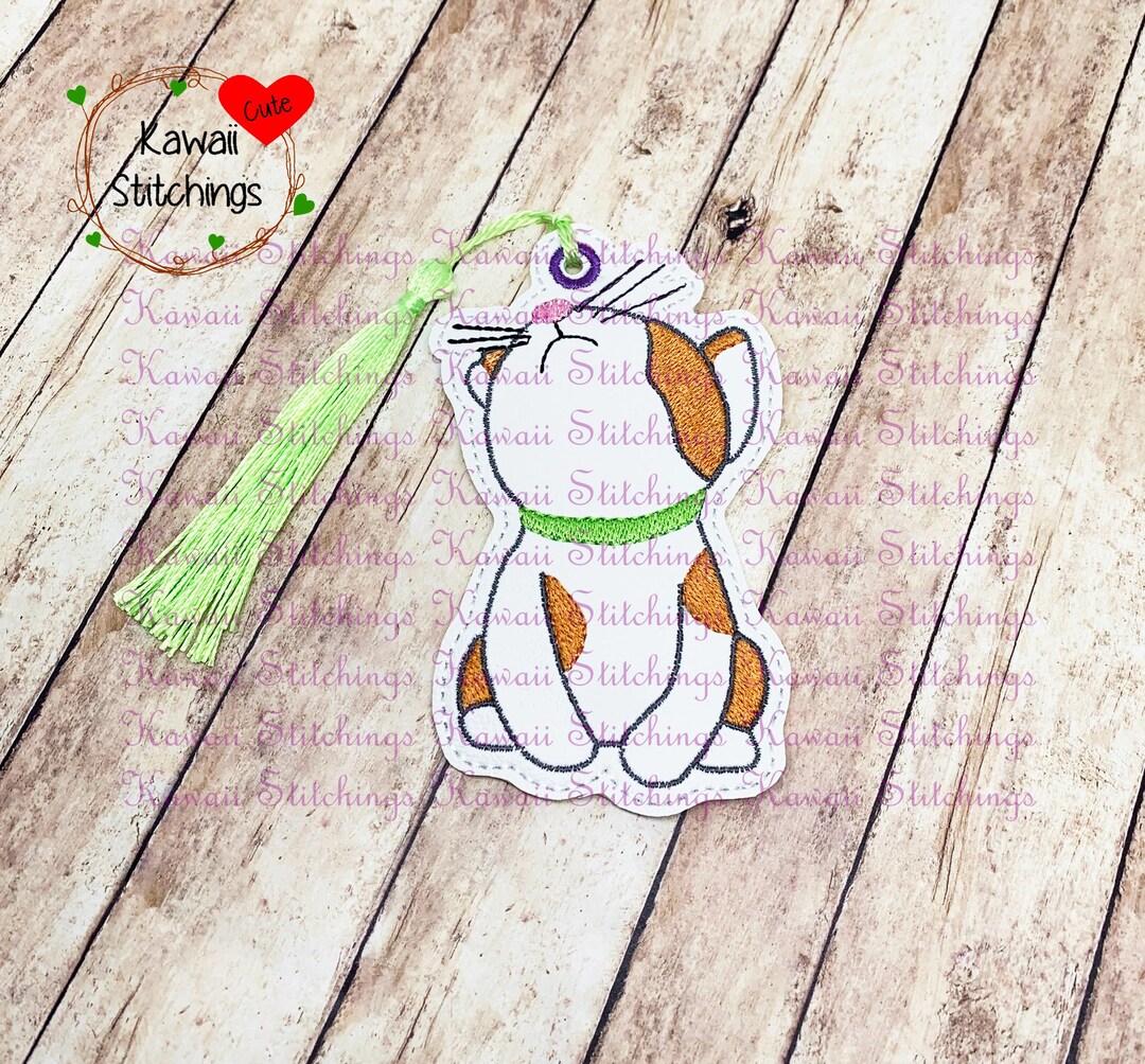 Kawaii Orange Meow Bookmark, 4x4 Hoop, in the Hoop Design, Digital ...