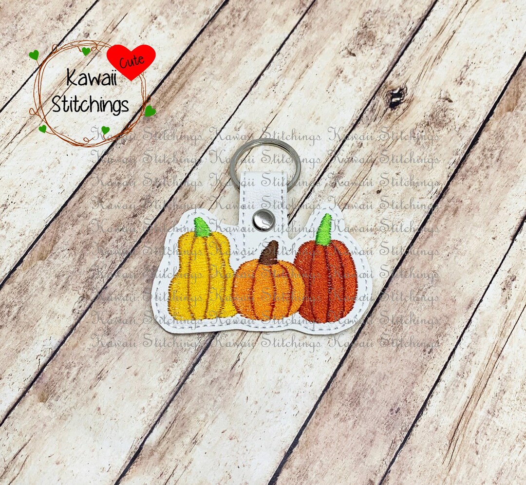 Kawaii Triple Pumpkins, Key Fob, Key Chain, in the Hoop Design, Digital ...
