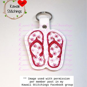 Kawaii Flower Flip Flop, Key Fob, Key Chain, in the Hoop Design ...