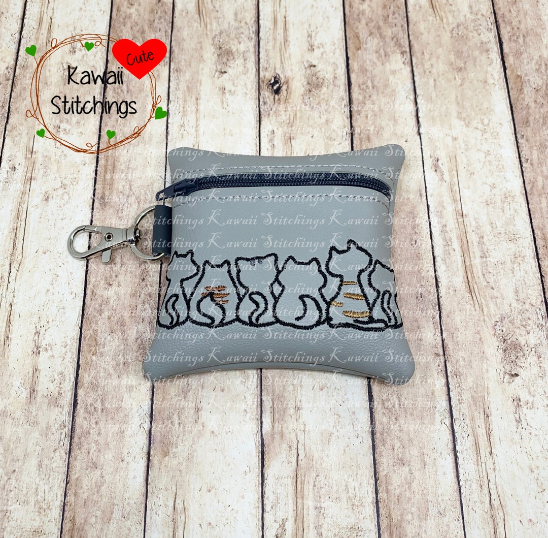 Kawaii Doodle Cat Zipper Bag 4 Inch Bag, 4"x4"hoop, in the Hoop Design ...