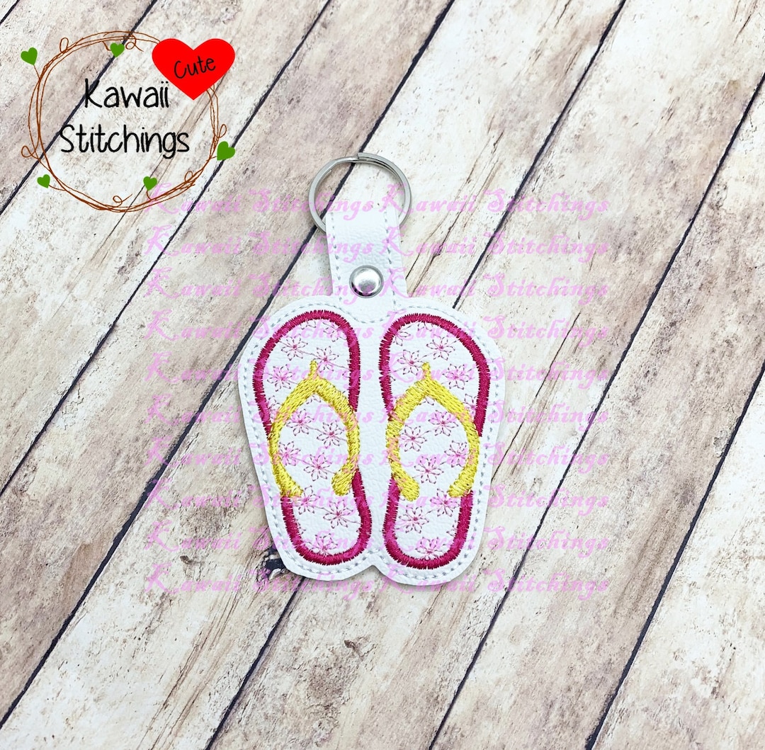 Kawaii Flower Flip Flop, Key Fob, Key Chain, in the Hoop Design ...