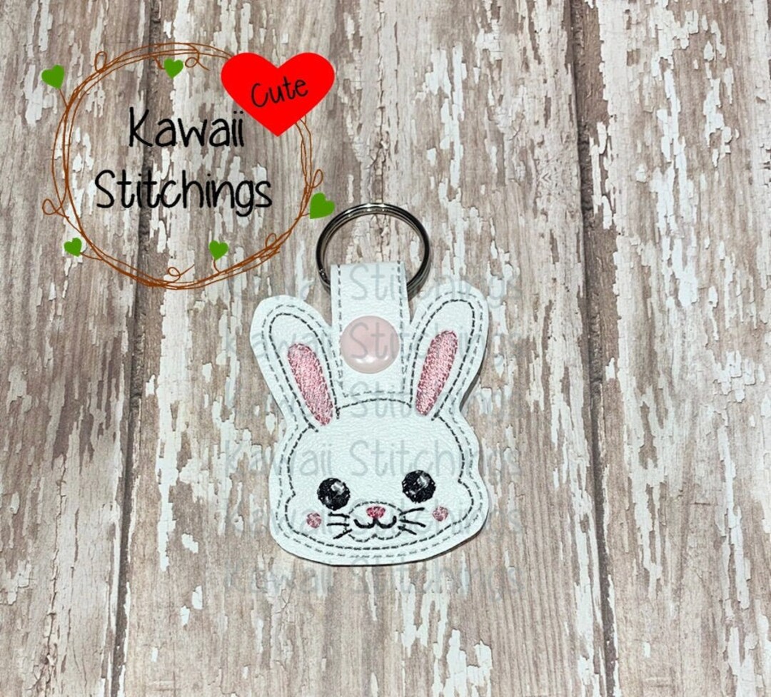 Kawaii Bunny, Key Fob, Key Chain, in the Hoop Design, Digital Instant ...