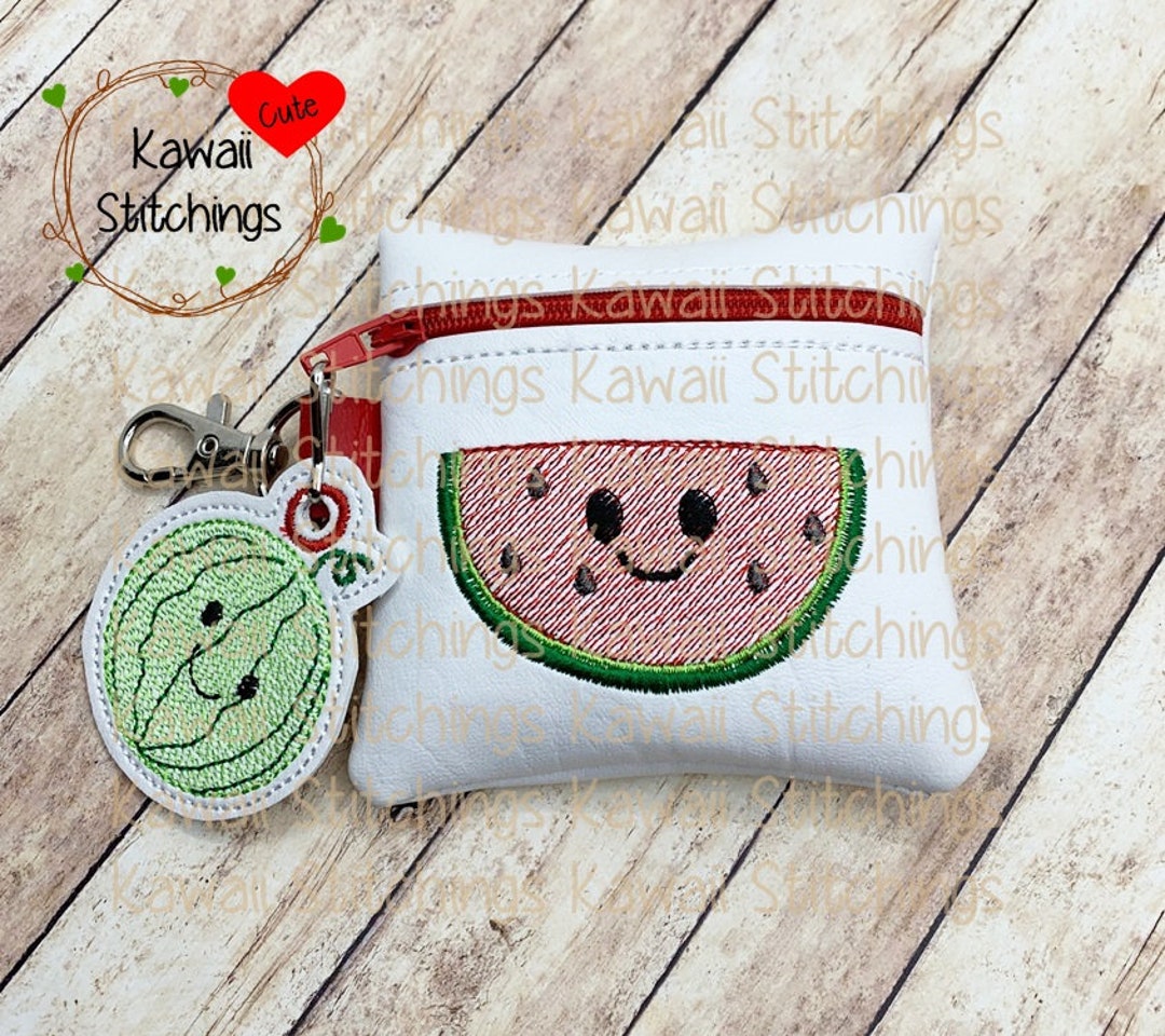 Kawaii Watermelon 4" Square Zipper Bag Withwatermelon Zipper Pull, 4"x4 ...