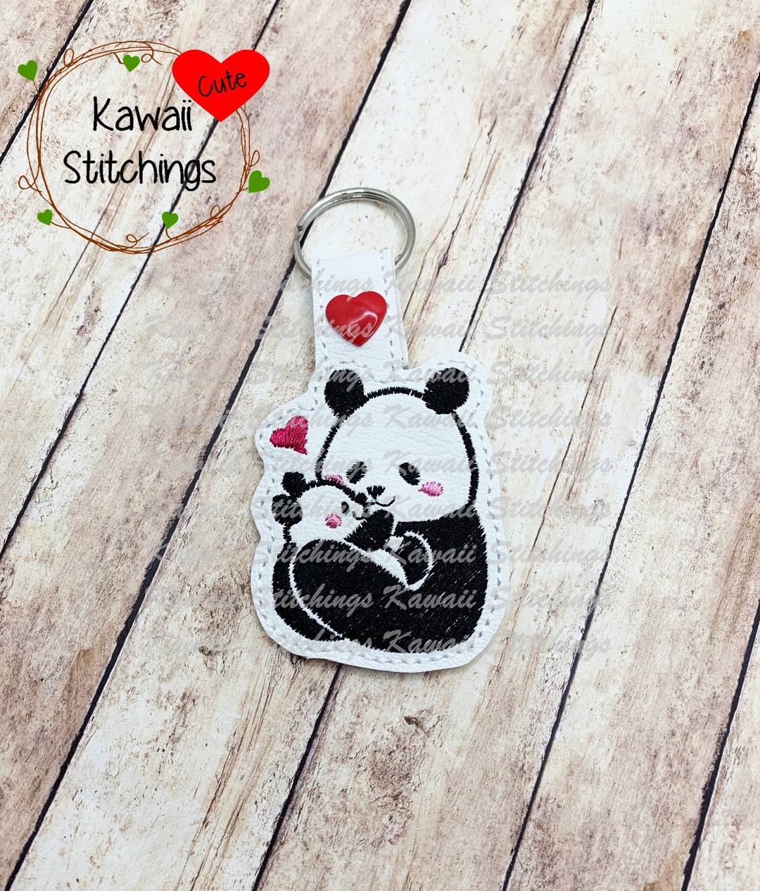 Kawaii Mommy Panda, Key Fob, Key Chain, in the Hoop Design, Digital ...
