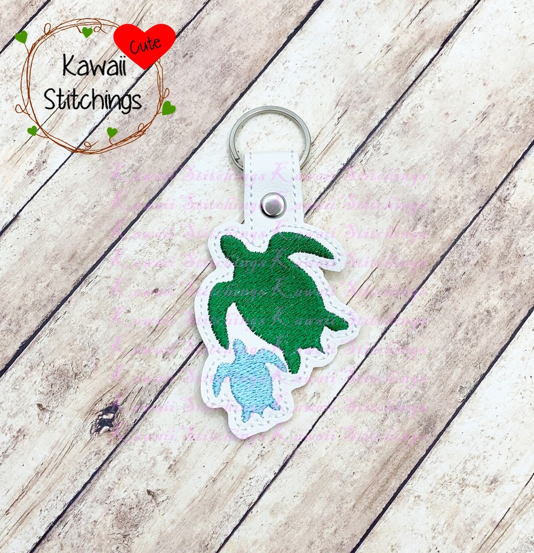 Kawaii Sea Turtle Key Fob, Key Chain, in the Hoop Design, Digital ...