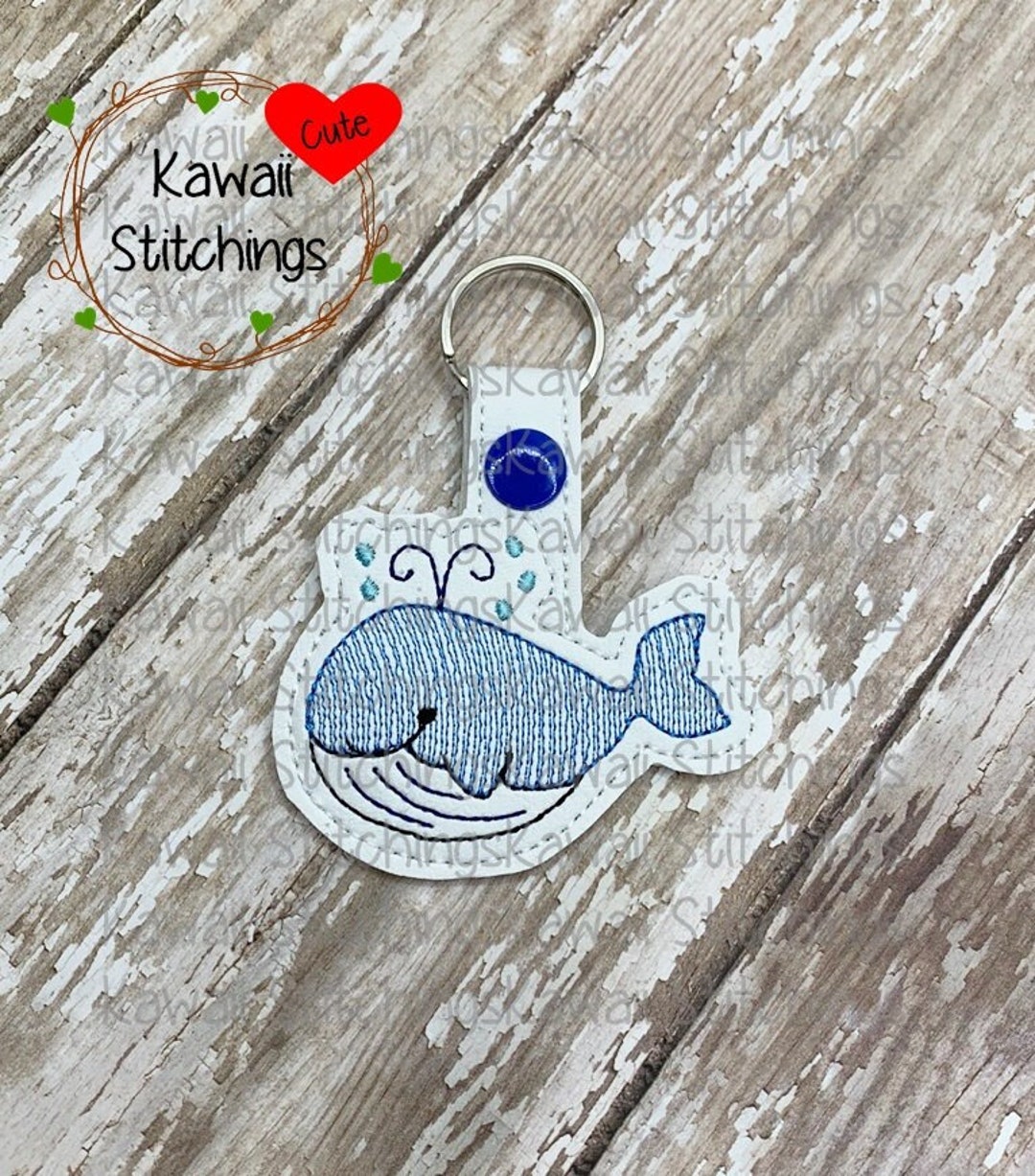 Kawaii Whale Key Fob, Key Chain, in the Hoop Design, Digital Instant ...