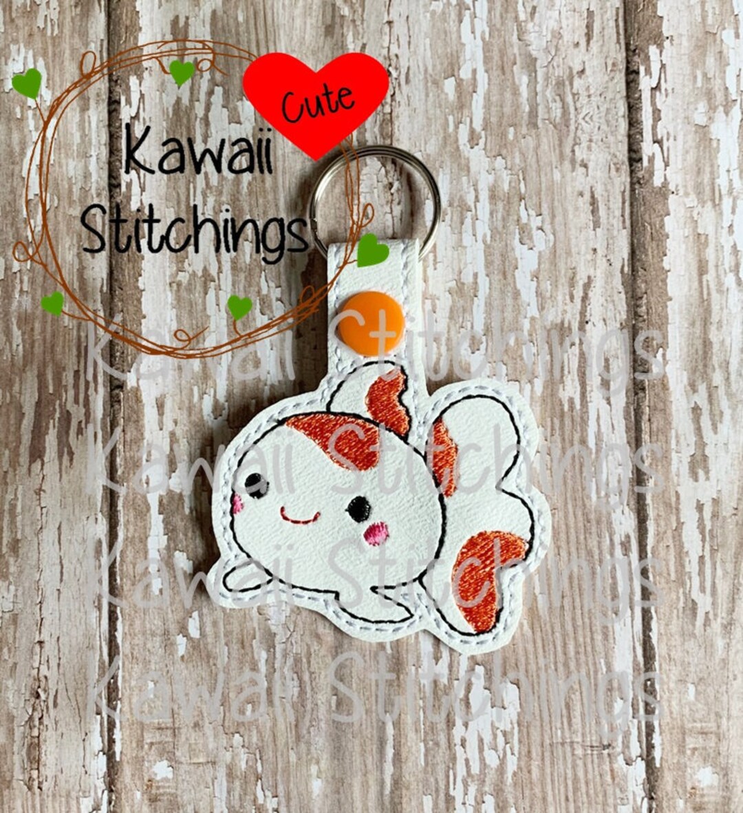 Kawaii Fish, Key Fob, Key Chain, in the Hoop Design, Digital Instant ...