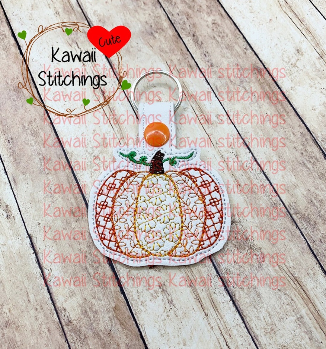 Kawaii Fancy Pumpkin, Key Fob, Key Chain, in the Hoop Design, Digital ...