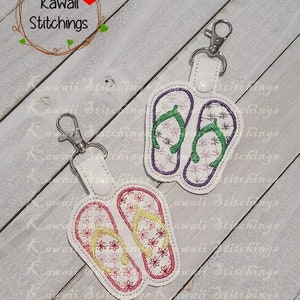 Kawaii Flower Flip Flop, Key Fob, Key Chain, in the Hoop Design ...