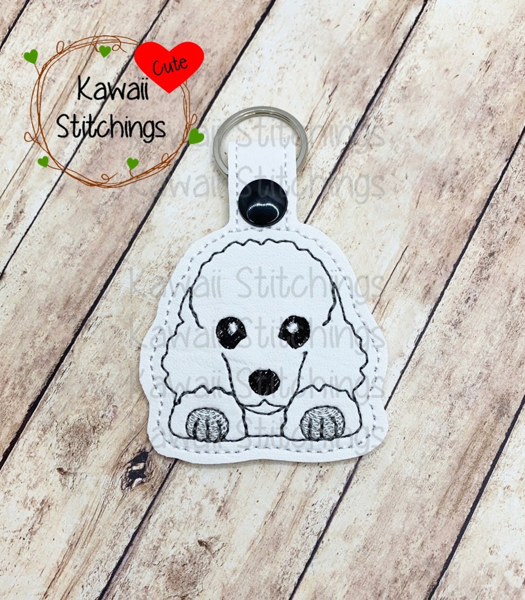 Kawaii Standard Poodle, Key Fob, Key Chain, in the Hoop Design, Digital ...