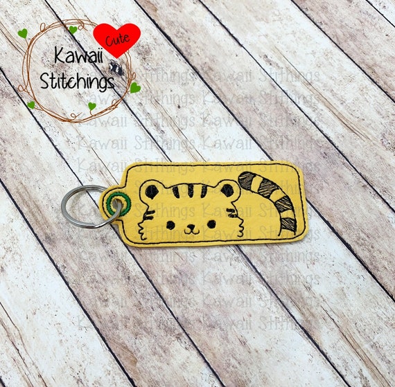 Kawaii Tiger Key Tag Key Chain Bookmark in the Hoop Design | Etsy