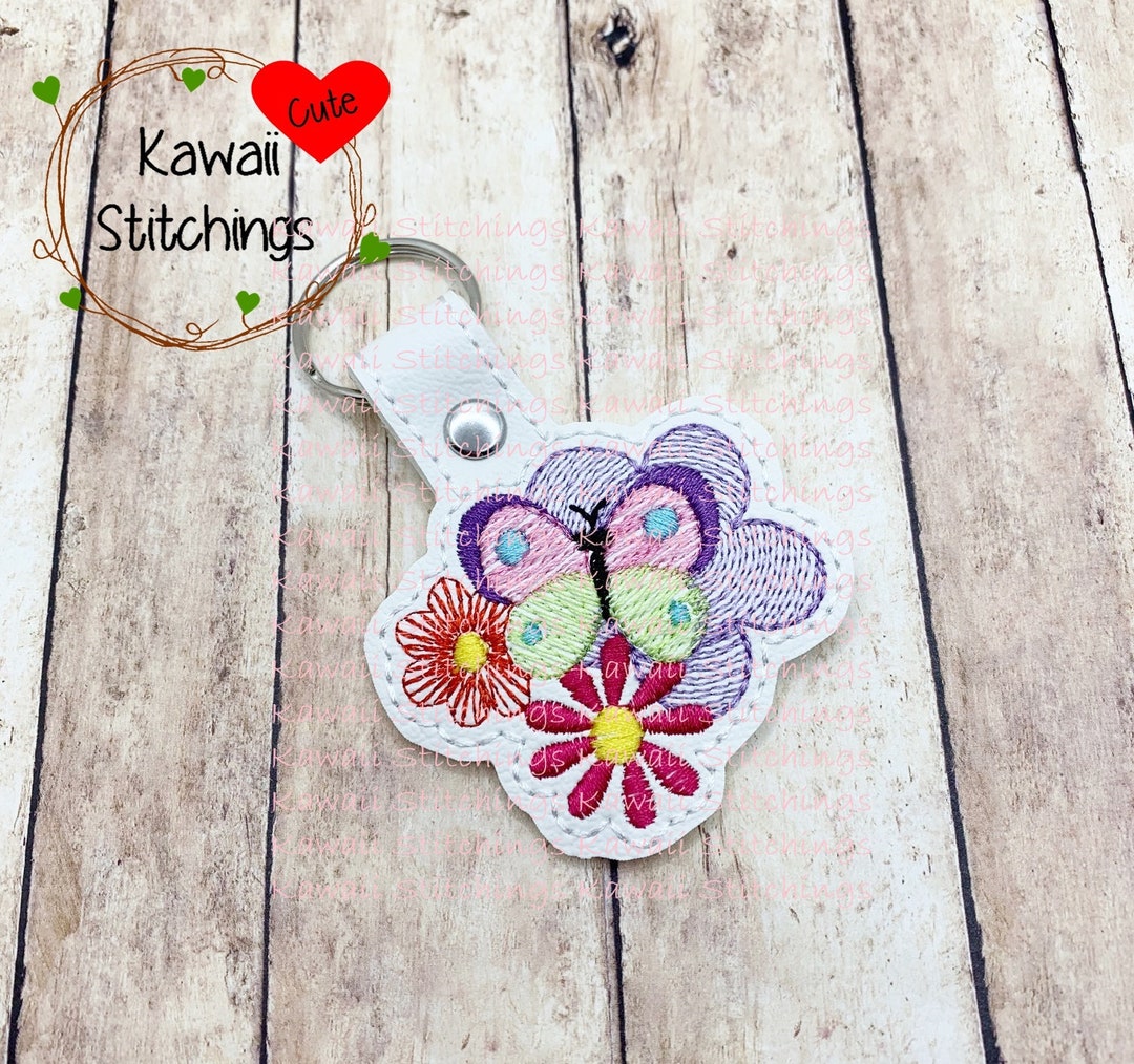 Kawaii Spring Bloom, Key Fob, Key Chain, in the Hoop Design, Digital ...