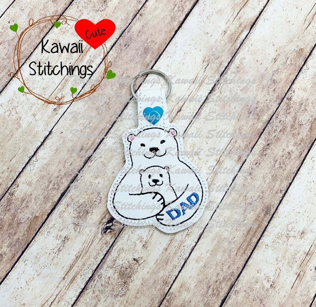 Kawaii Dad Bear Hug, Key Fob, Key Chain, in the Hoop Design, Digital ...