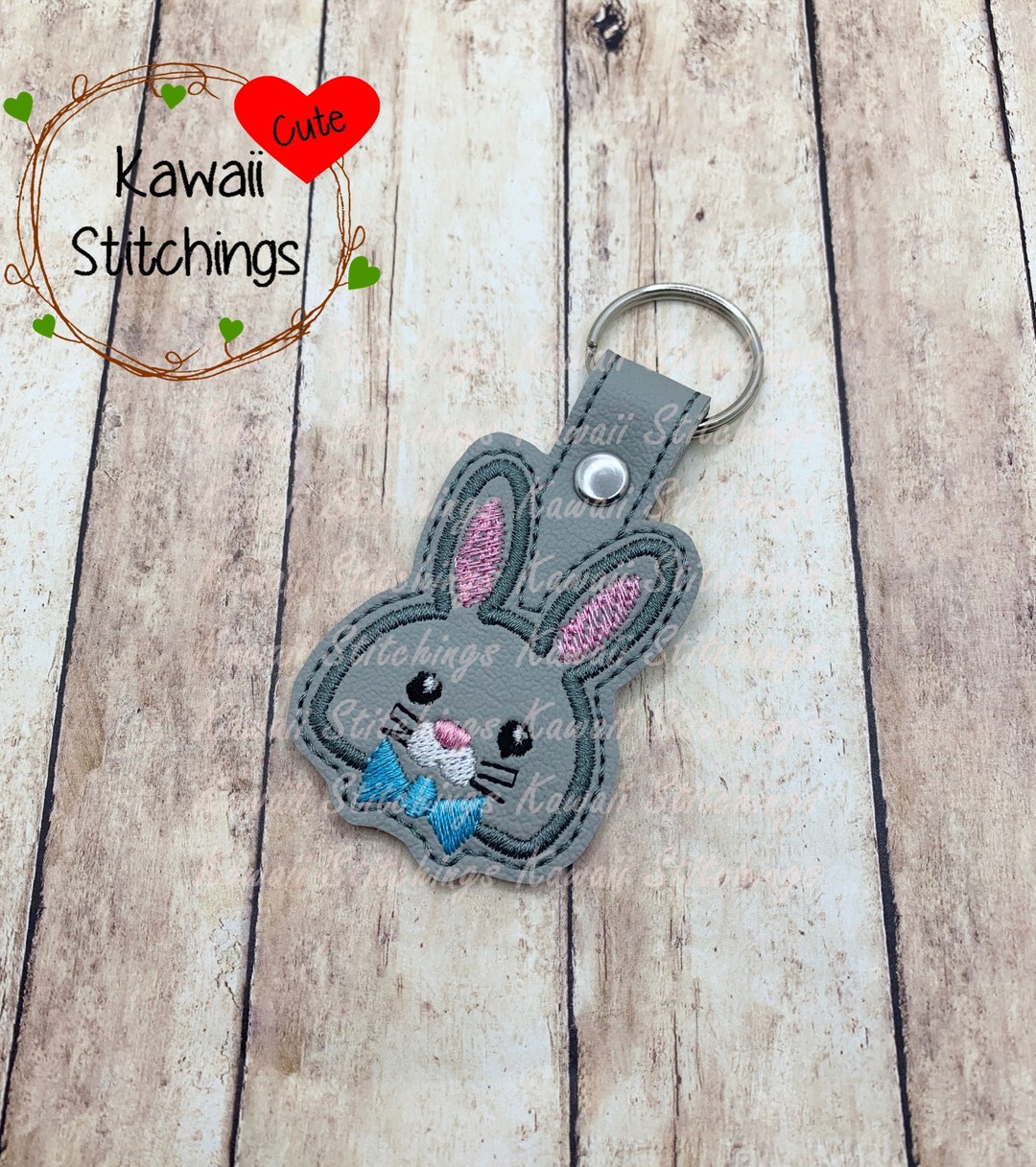 Kawaii Mr. Bunny Key Fob, Key Chain, in the Hoop Design, Digital ...