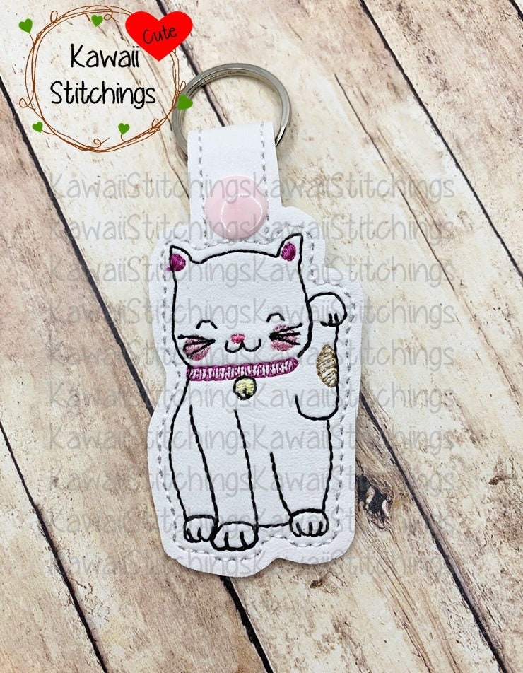 Kawaii Maneki-neko Cat Key Fob Key Chain in the Hoop - Etsy