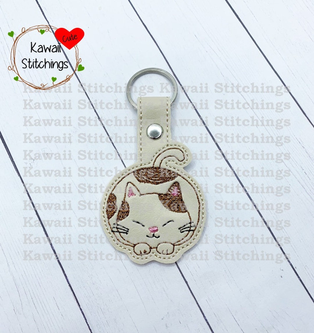 Kawaii Komfy Kitty Key Fob, Key Chain, in the Hoop Design, Digital ...