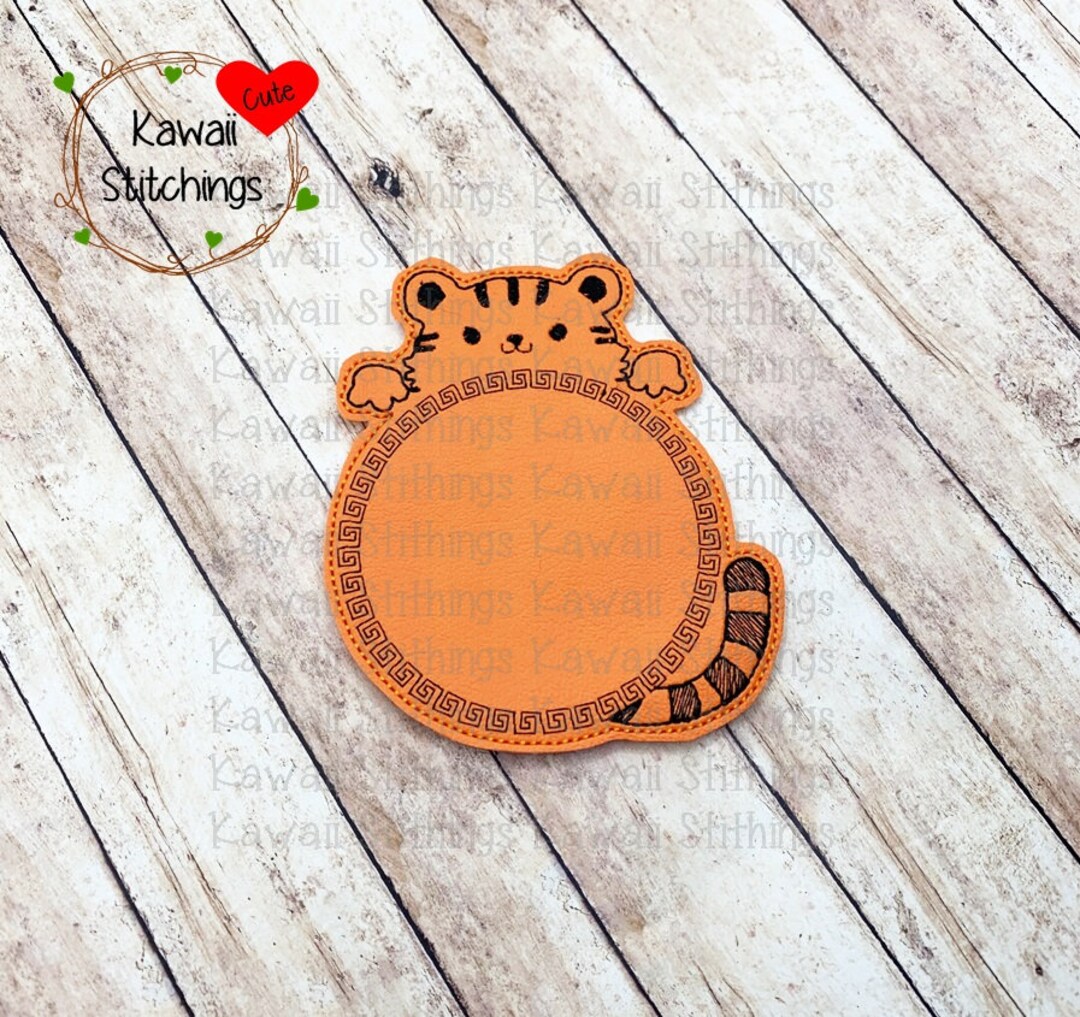 Kawaii Tiger Coaster, in the Hoop Design, Digital Instant Download - Etsy