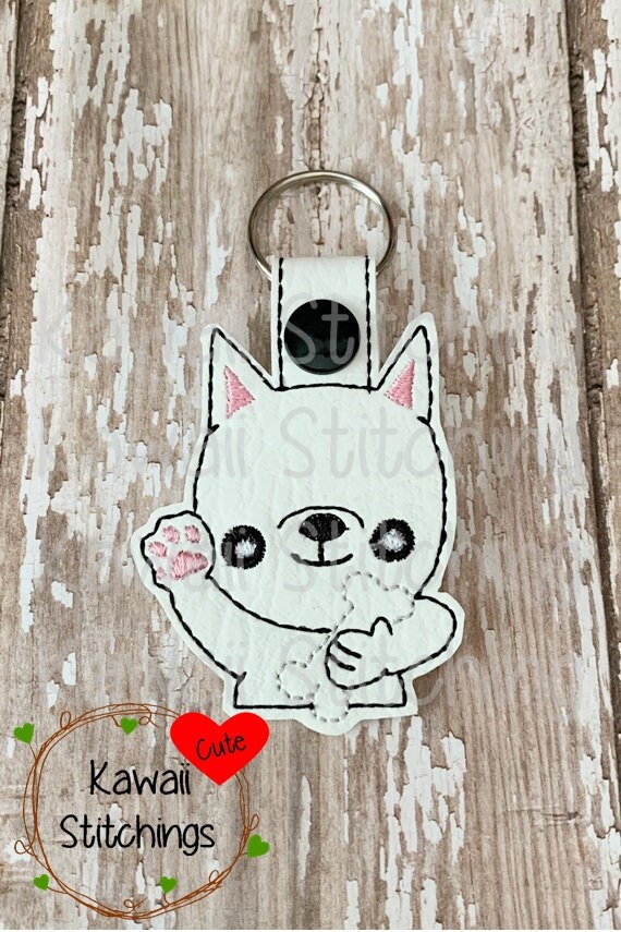 Kawaii Dog 1 Key Fob Key Chain In The Hoop Design Digital | Etsy